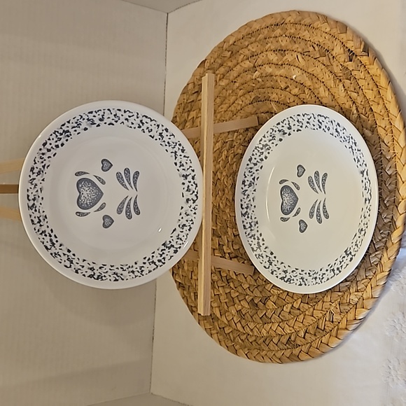 Corelle | Dining | Corelle Vintage Blue Hearts Sponge Rim Design Bread ...